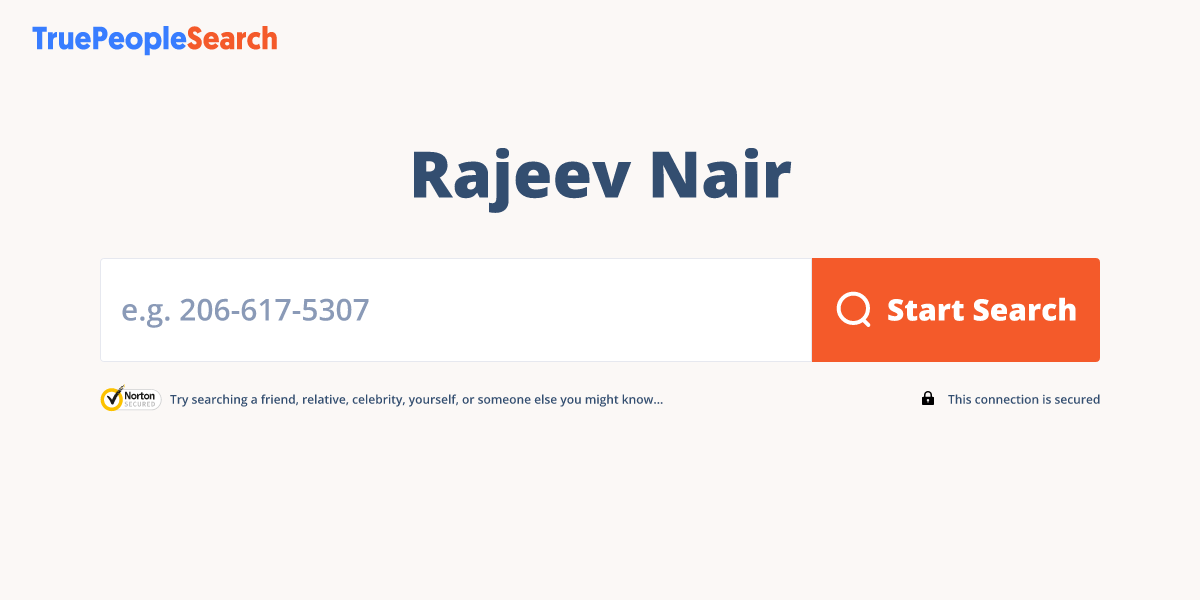 Rajeev Nair Phone Number, Address, Email & More - TruePeopleSearch.net